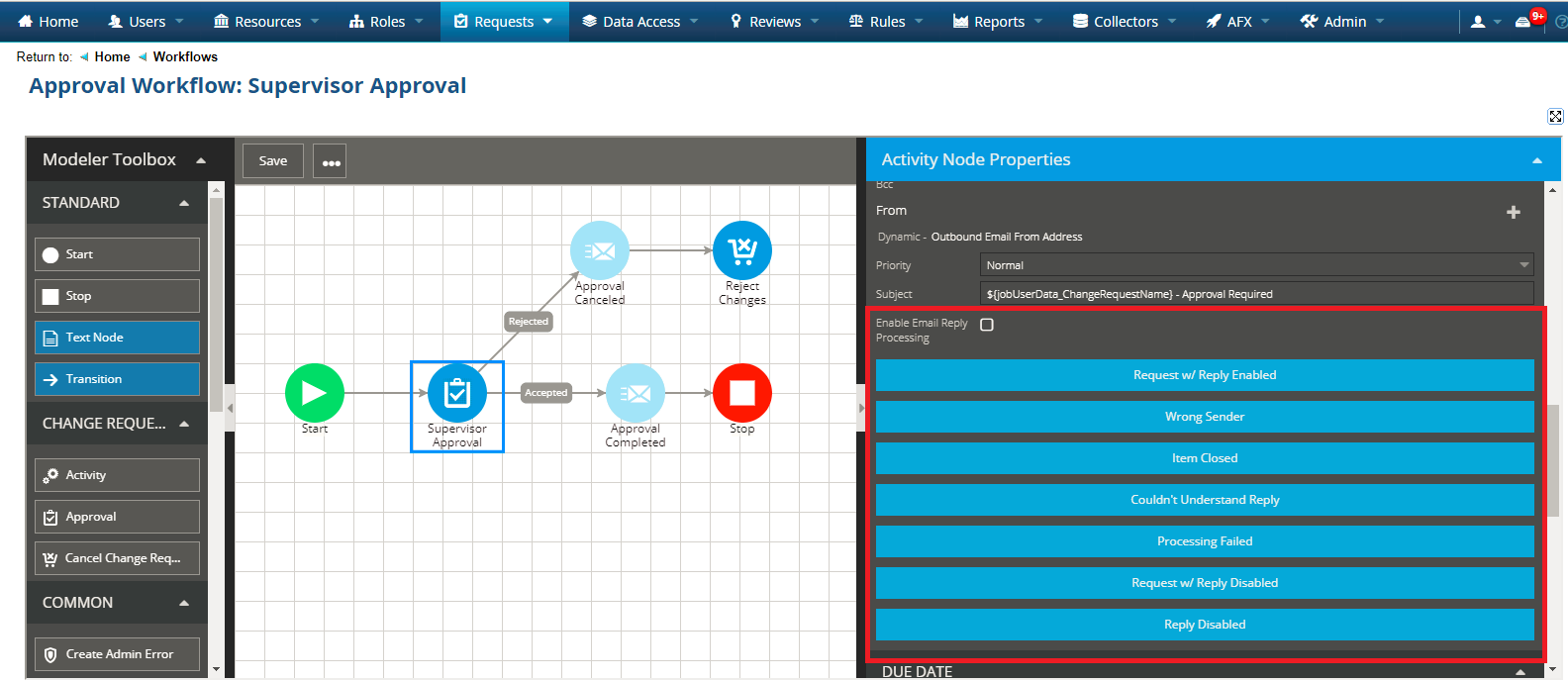 Enable Email Reply Processing Options Differ In Approval Node In Rsa