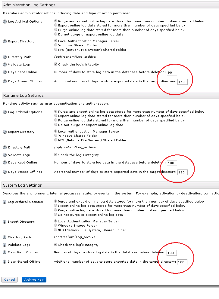 RSA Authentication Manager 8.x: Large Disk Space Used by Logs | RSA Community