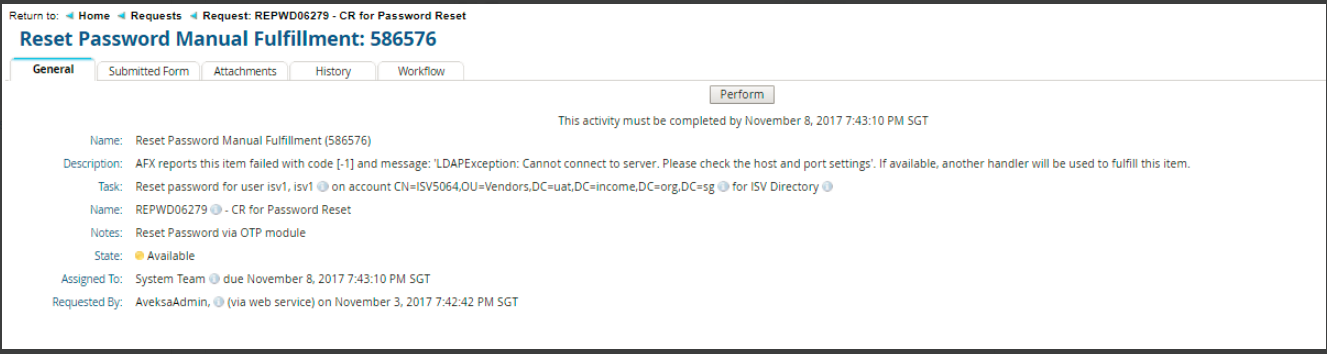 Request Could Not Be Handled Error Seen When Clicking On Submitted