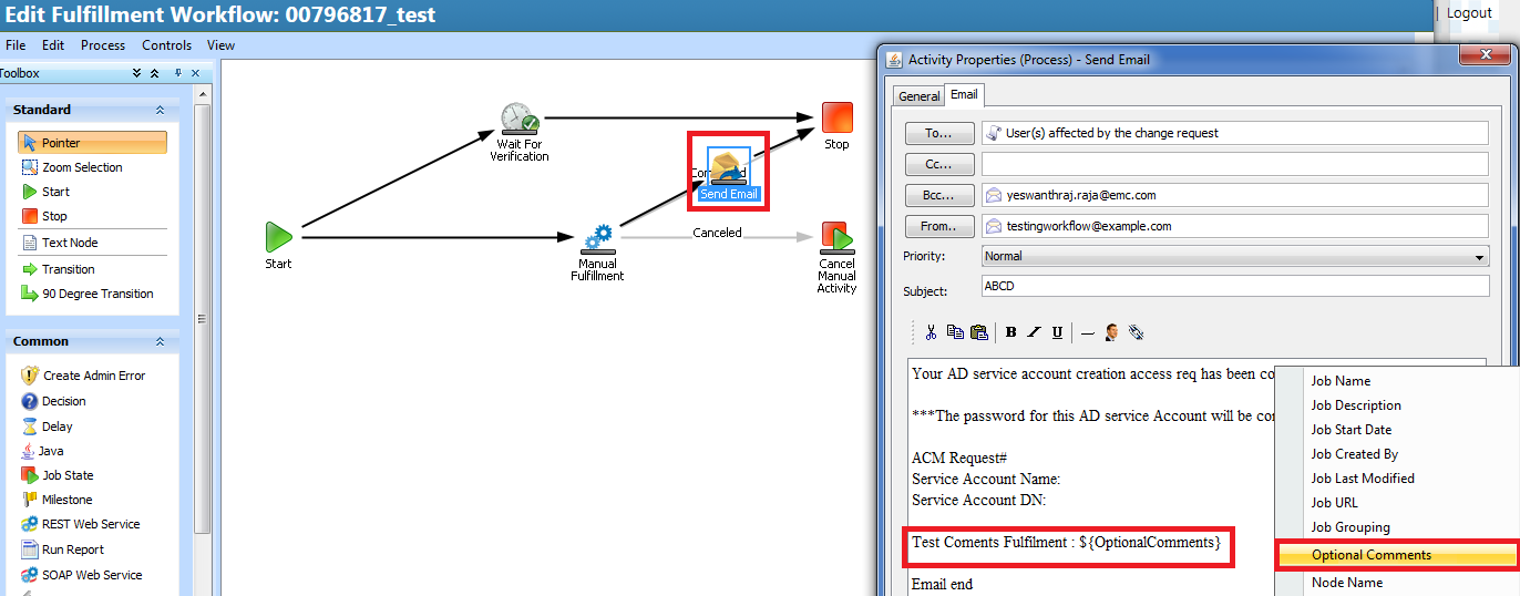 Email Body Is Not Displaying The Optionalcomments Value In Rsa