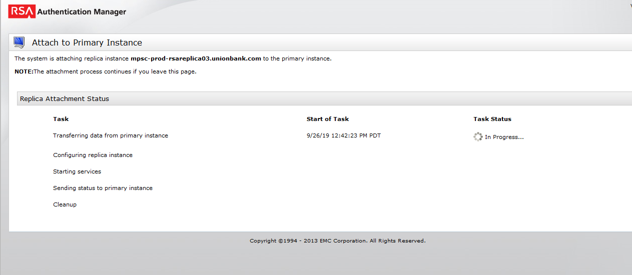Quick Setup Is Hanging On The Replica Server At Transferring Data From