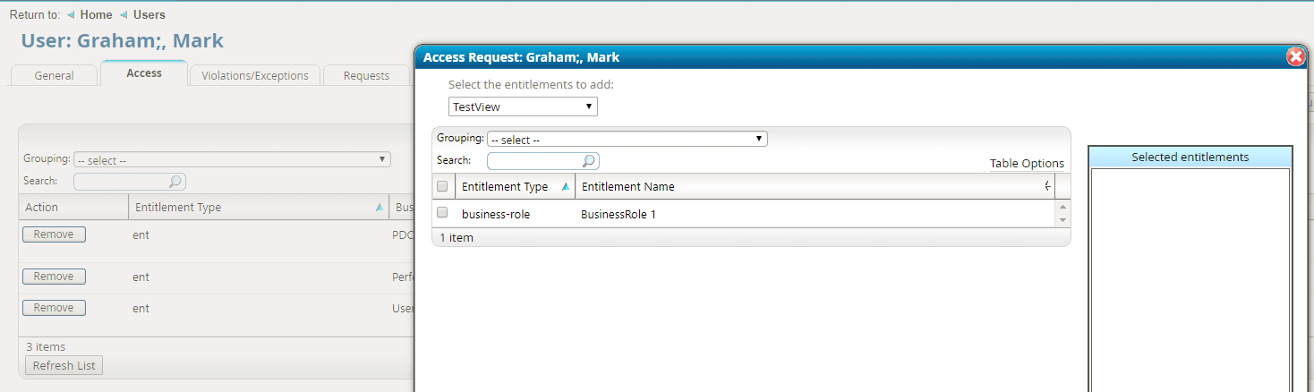 Entitlement View Does Not Scope Correctly When Triggered Via Request