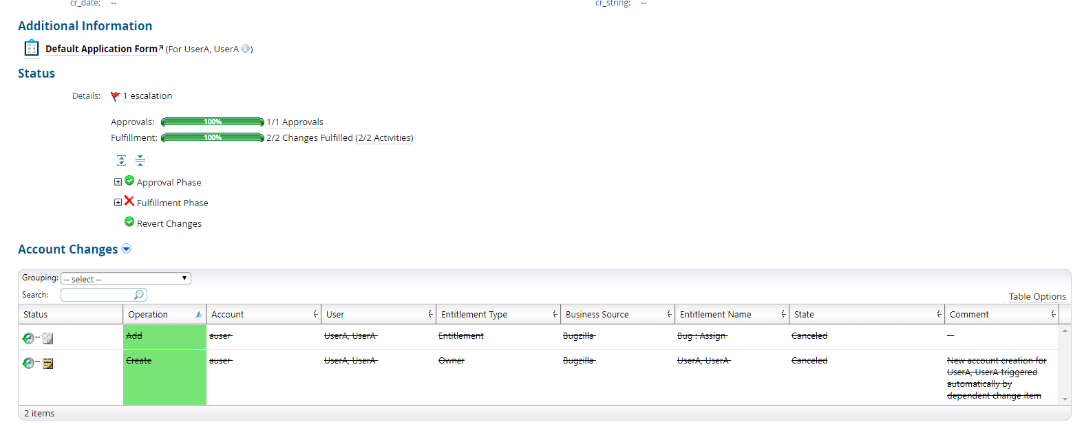 Pending accounts are not deleted after canceling the change request in RSA Identity Governance ...