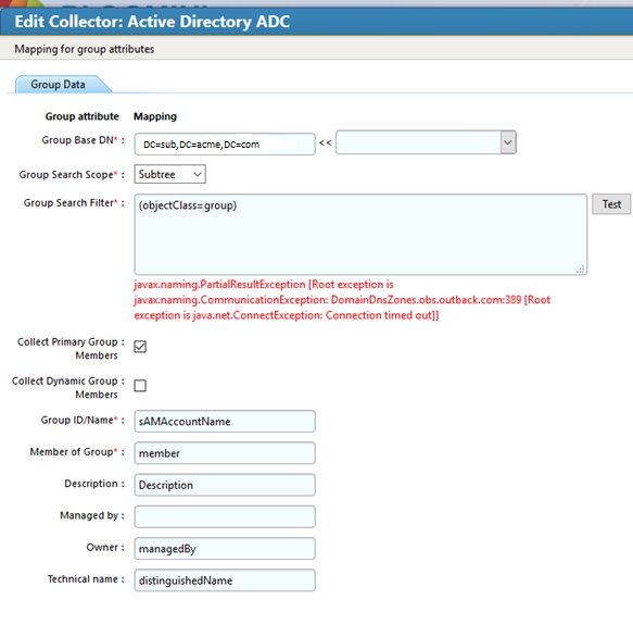 javax.naming.PartialresultException when collecting Active Directory Security Groups in RSA ...