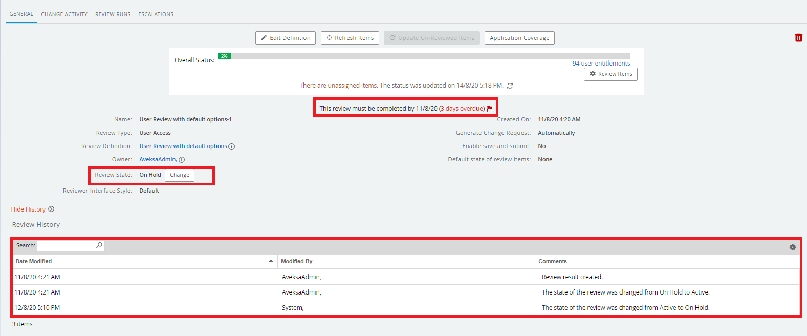 Review Escalation Workflows Do Not Trigger If Review Is Set To Hold By