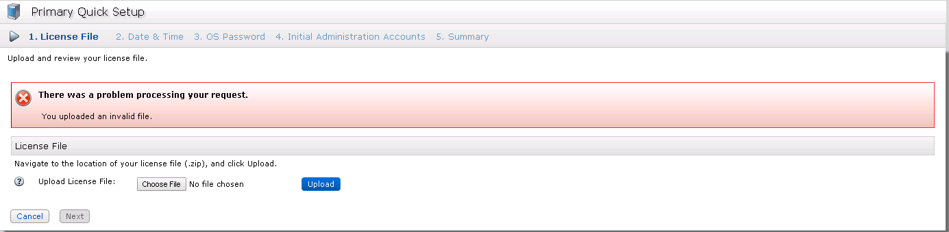 You Uploaded An Invalid File Error During Quick Setup Of The Rsa