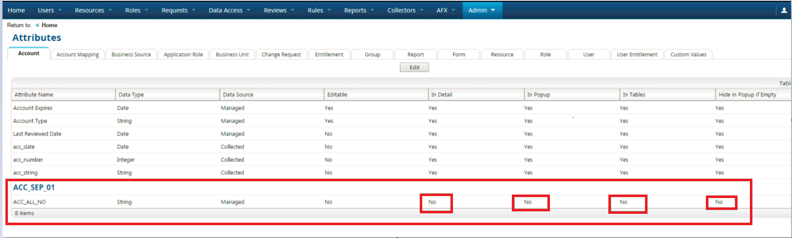Custom Account Attributes Of Indetail Inpopup Intablesand Hide In