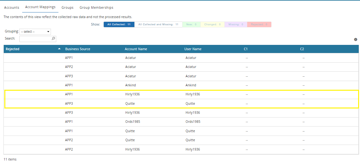Manually unmapped accounts are not rejected in the collection and remain as an Orphan accounts ...