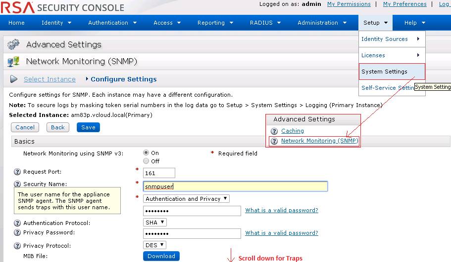 How to add a second SNMP Security Name (Trap User) in RSA Authentication Manager 8.x | RSA Community