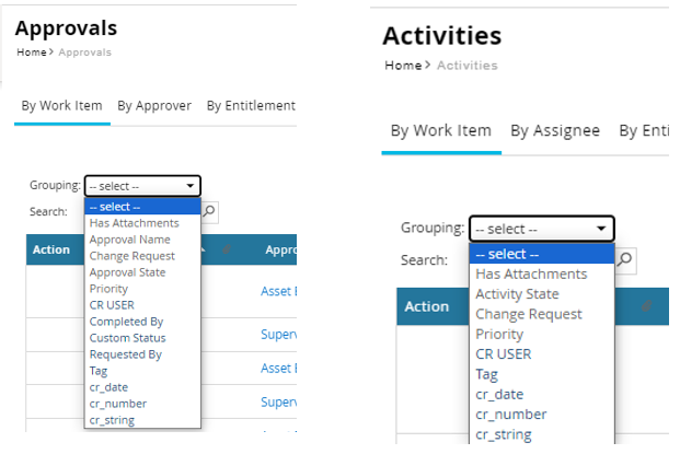 Searching And Grouping For Notes Is Not Available In Activities And Approvals Tables In Rsa