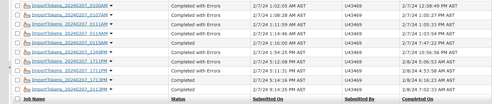 "Completed with errors" in the status of import SecurID token jobs | RSA Community