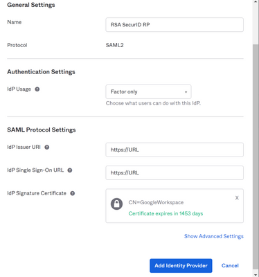 Okta SSO - SAML Relying Party Configuration as a step-up for Okta applications - RSA Ready ...