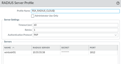 Palo Alto NGFW 10.1.7 - RADIUS Configuration for Cloud Authentication Service- RSA Ready ...