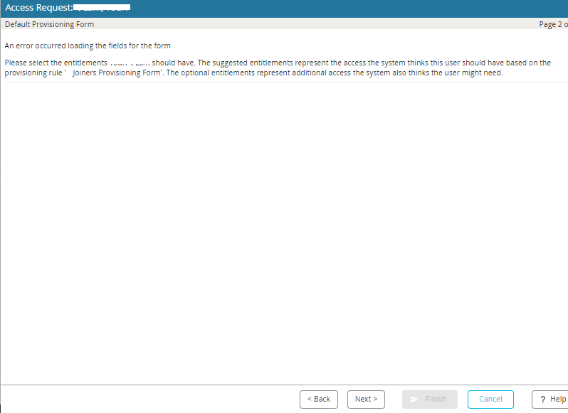 Provisioning Form Fails With An Error Occurred Loading The Fields For