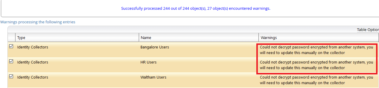 Encryption Handling Error When Importing Collector Metadata In Rsa