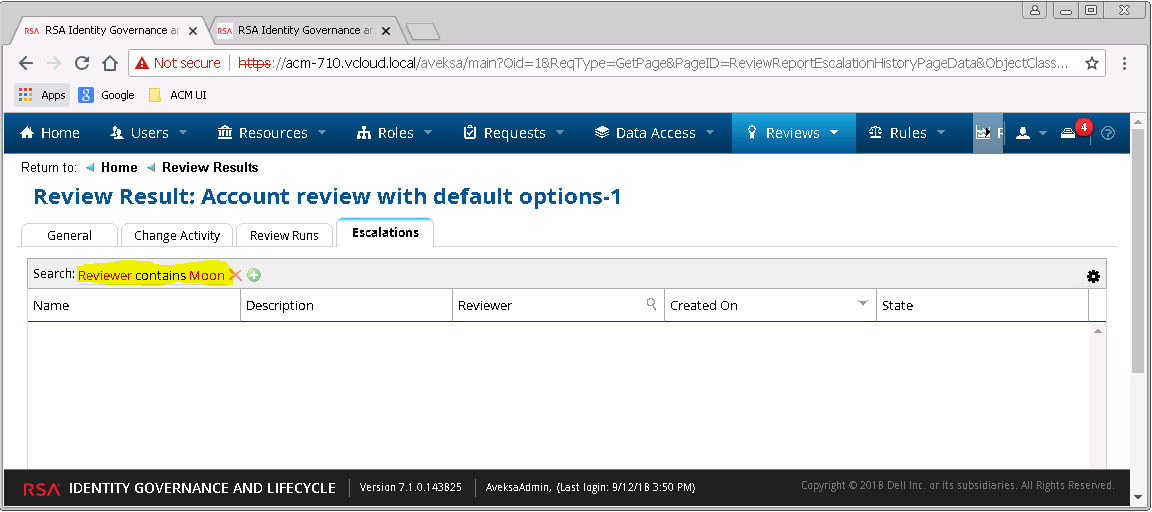 Unable To Search Or Sort For Reviewer When Using Review Results
