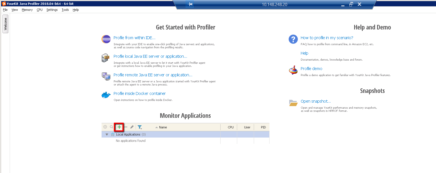 How to install and configure YourKit Java Profiler Client and Remote Agent for using in ...
