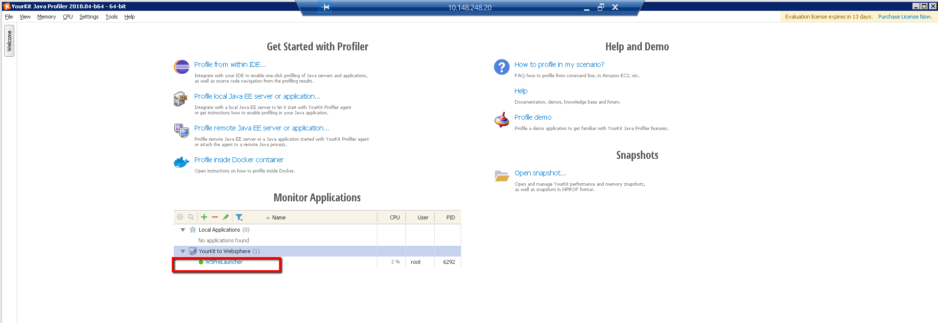 How to install and configure YourKit Java Profiler Client and Remote Agent for using in ...