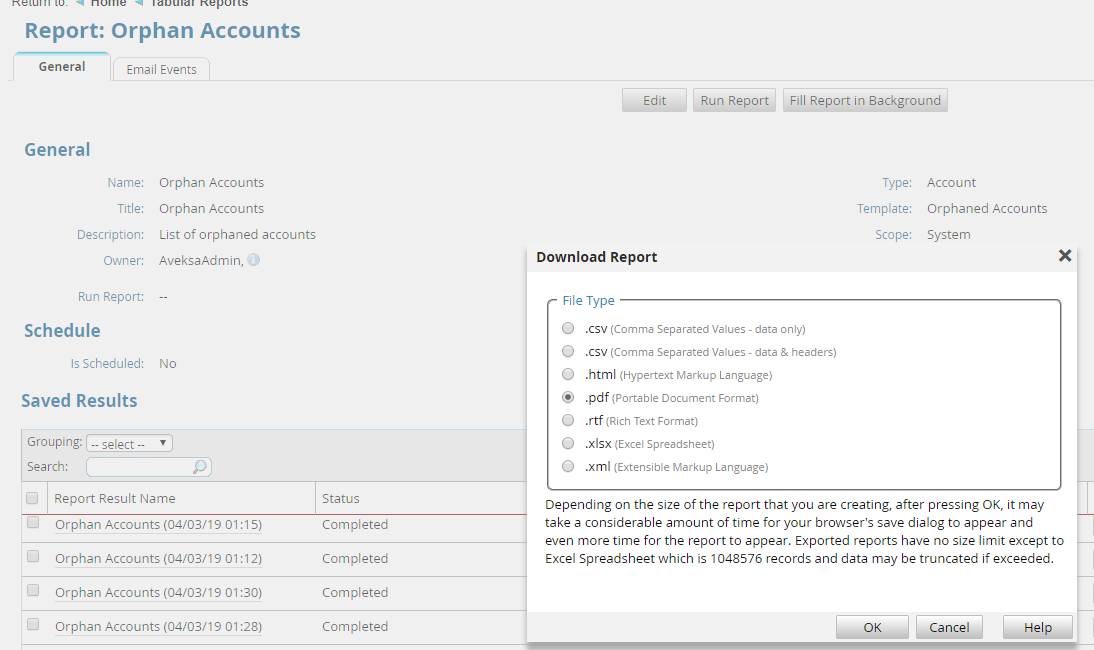 Report Formats Are Not Retained Correctly When Downloaded In Rsa