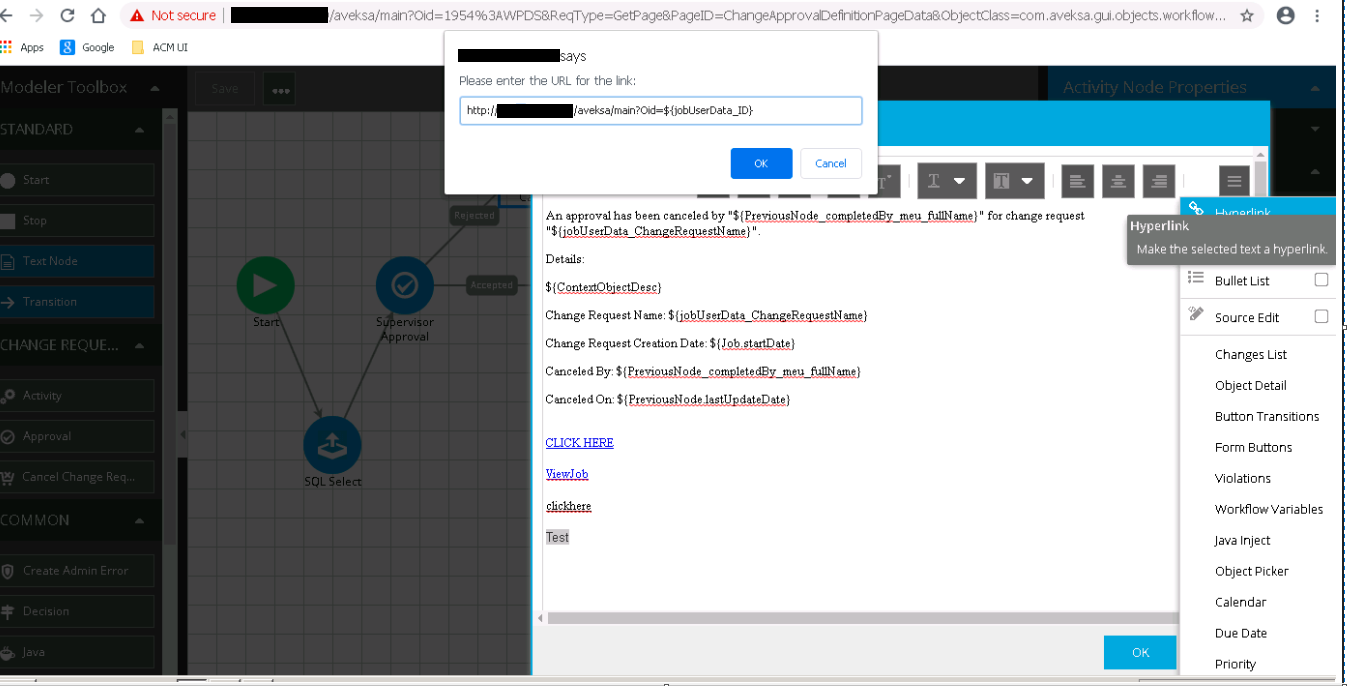 Embedded Links In The Body Of Workflow Nodes That Are Defined With Job