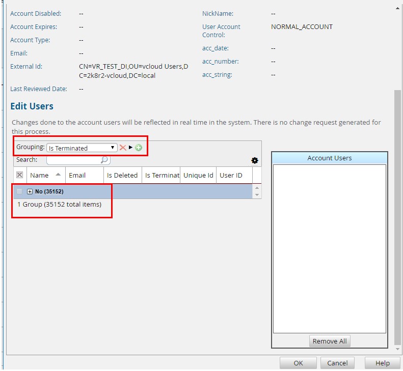 Terminated Users Are Not Displayed While Manually Mapping Accounts In