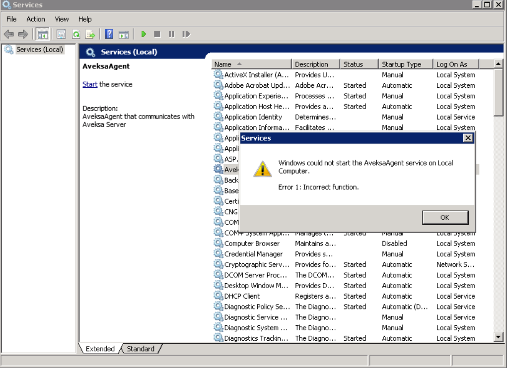 The Remote Aveksaagent Fails To Start As A Service On Windows In Rsa