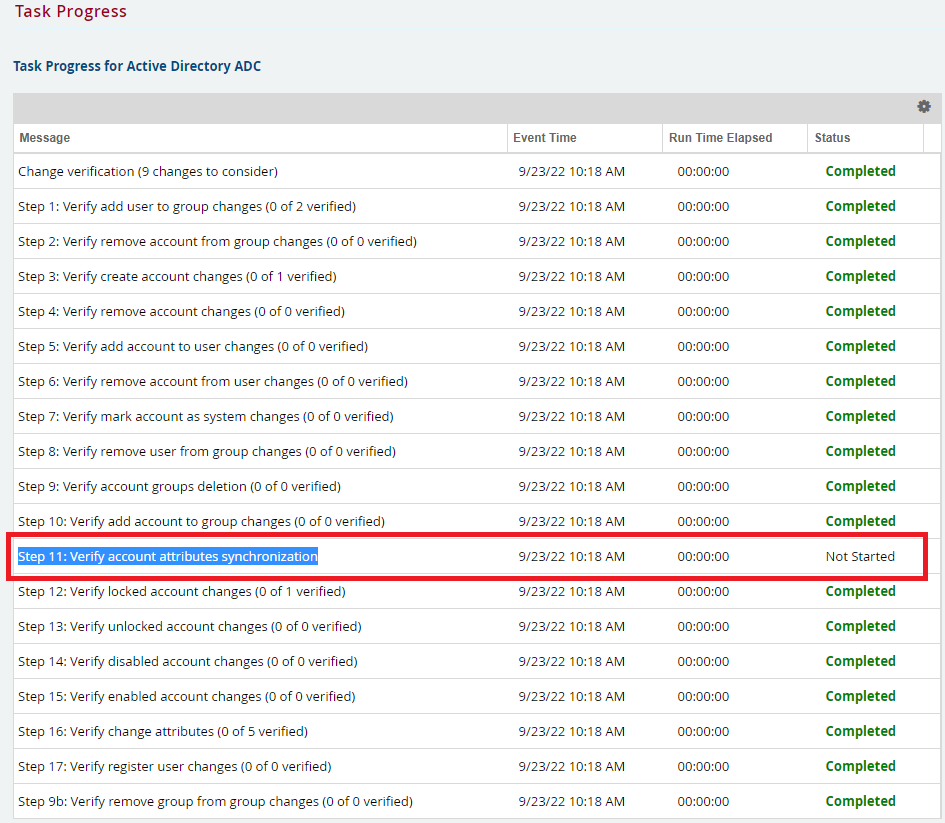 Status of "Step 11: Verify account attributes synchronization" is ...