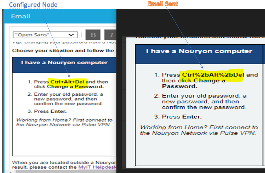 Plus (+) characters changed to (%2b) in email text sent from Workflow Email Nodes in SecurID ...