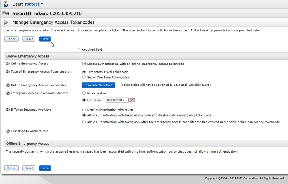 How To Setup Emergency Access Tokencodes Using Rsa Authentication