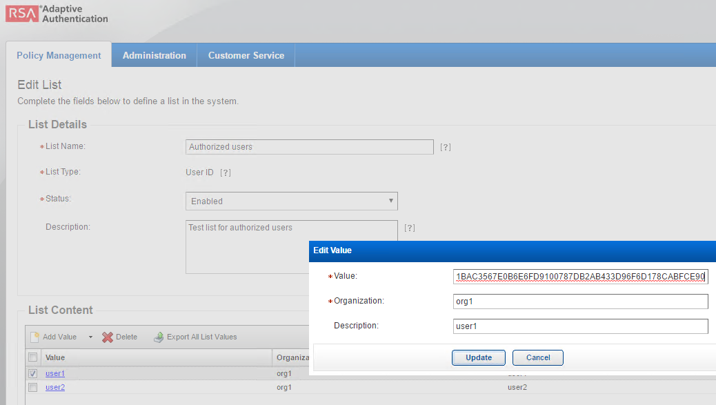 How To Hash Values For List Id Entries In Policy Management Application