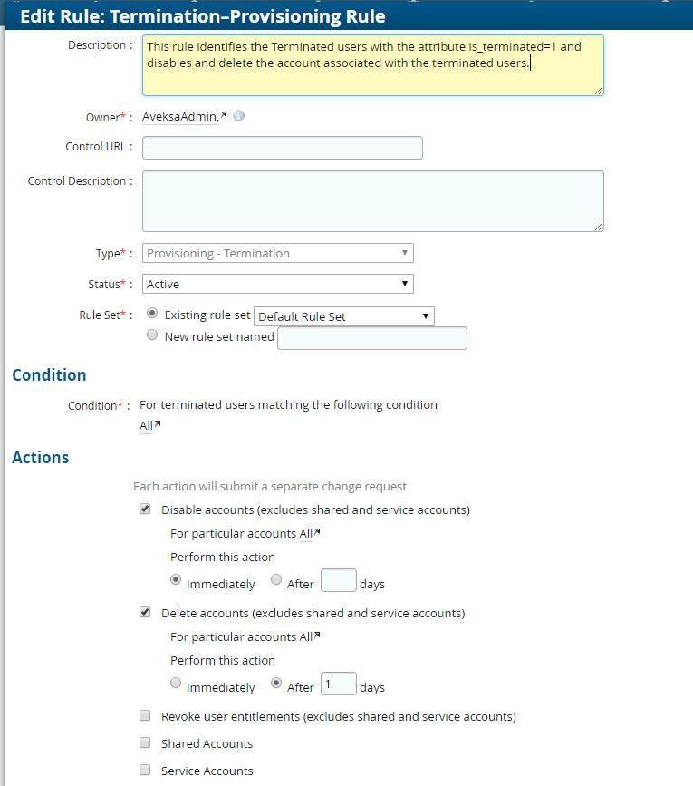Correct Termination Rule Behavior In Rsa Identity Governance And
