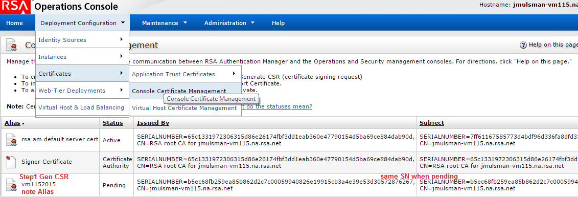 How To Replace The Rsa Authentication Manager 81 Sp1 Self Signed