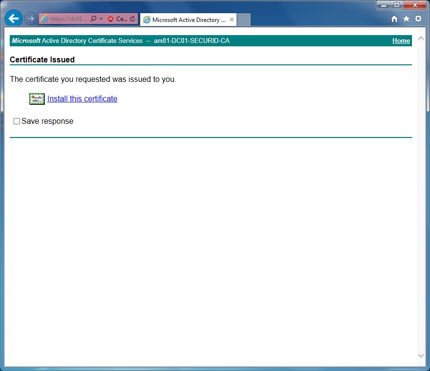 Storing a certificate for smart card logon on an RSA SecurID SID800 ...