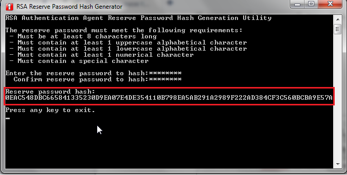 Increase The Maximum Length Of A Reserve Password Hash For The Rsa