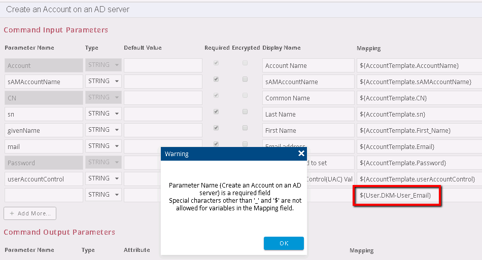 Special Characters Other Than And Are Not Allowed For Variables
