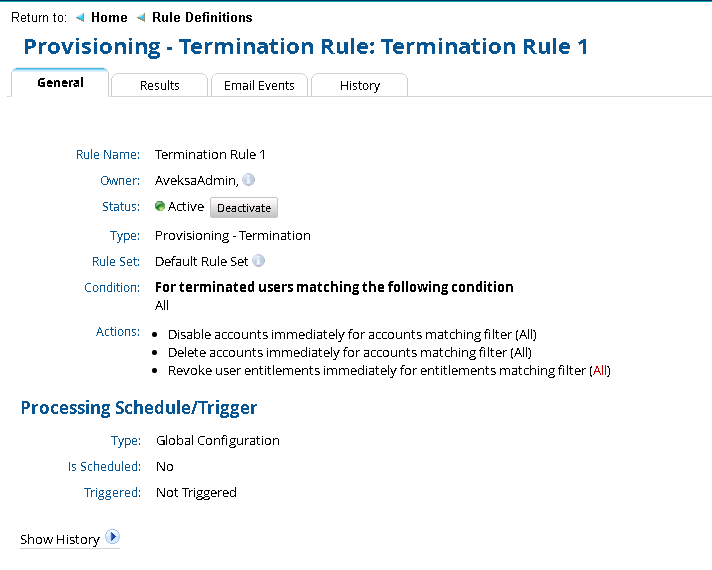 Provisioning/Termination Rule does not create change requests to revoke entitlements if the rule ...