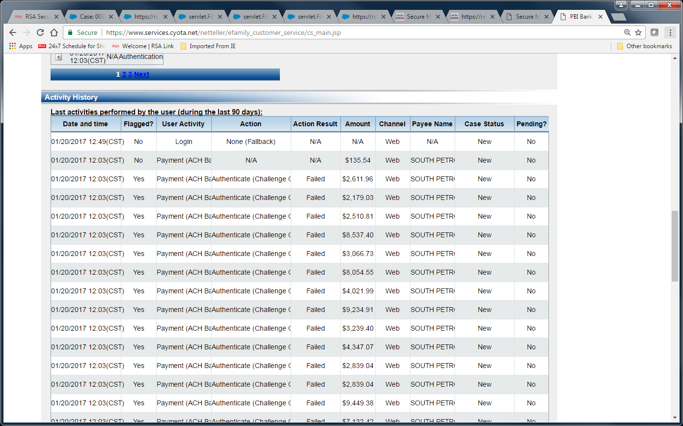 Activity History Vs User History In Customer Support Portal In Rsa