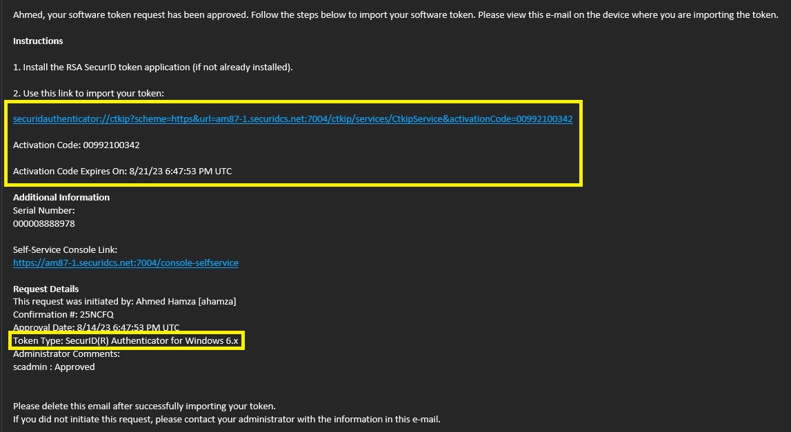 Tokens distributed using CT-KIP URL used to be imported in SecurID Authenticator 6.x for Windows ...