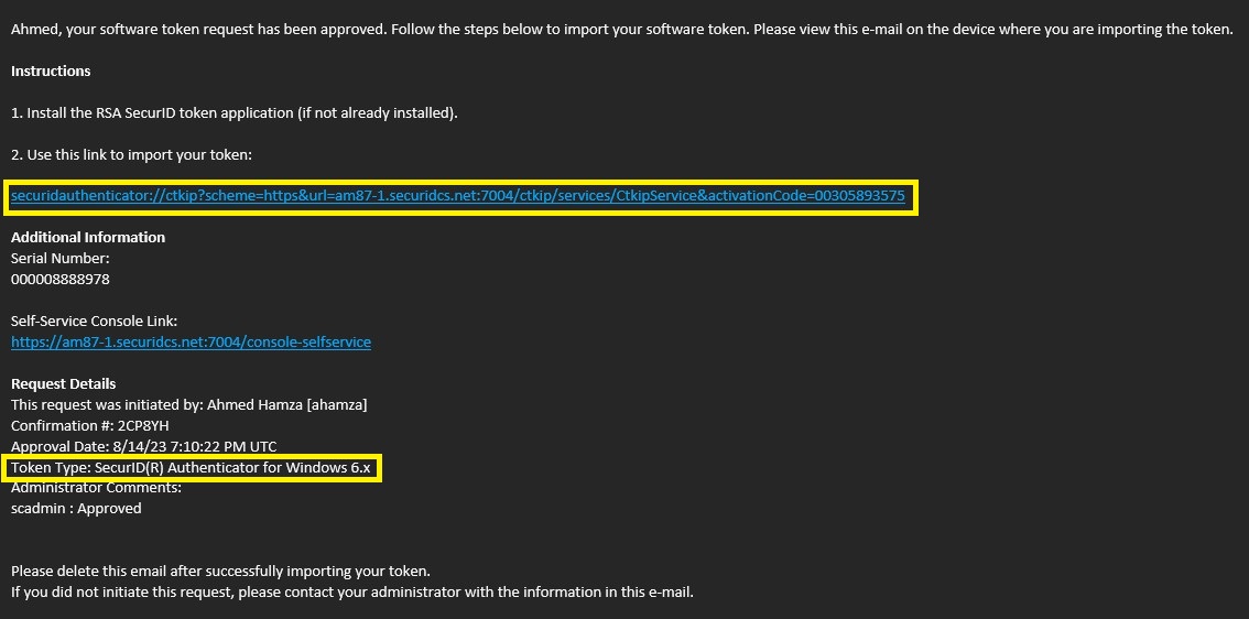 Tokens distributed using CT-KIP URL used to be imported in SecurID Authenticator 6.x for Windows ...