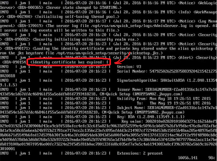 Error Starting The Quick Setup Service When Deploying A New Instance Of Rsa Authentication