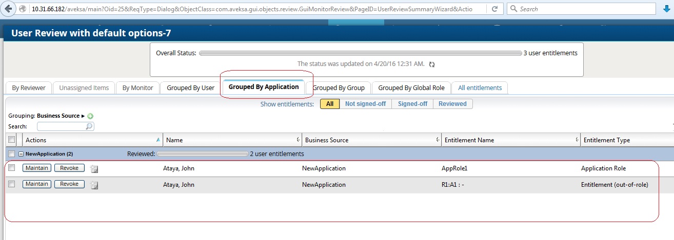 Groups Are Not Displaying In The Grouped By Application User Review