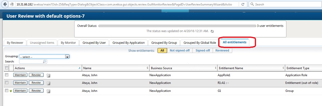 Groups Are Not Displaying In The Grouped By Application User Review