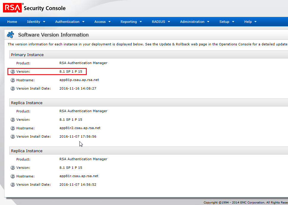Rsa Authentication Manager 81 Sp1 Or Later Reports Radius Server