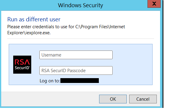 Run as a different user prompts for a passcode not password with RSA Authentication Agent 7.4 ...