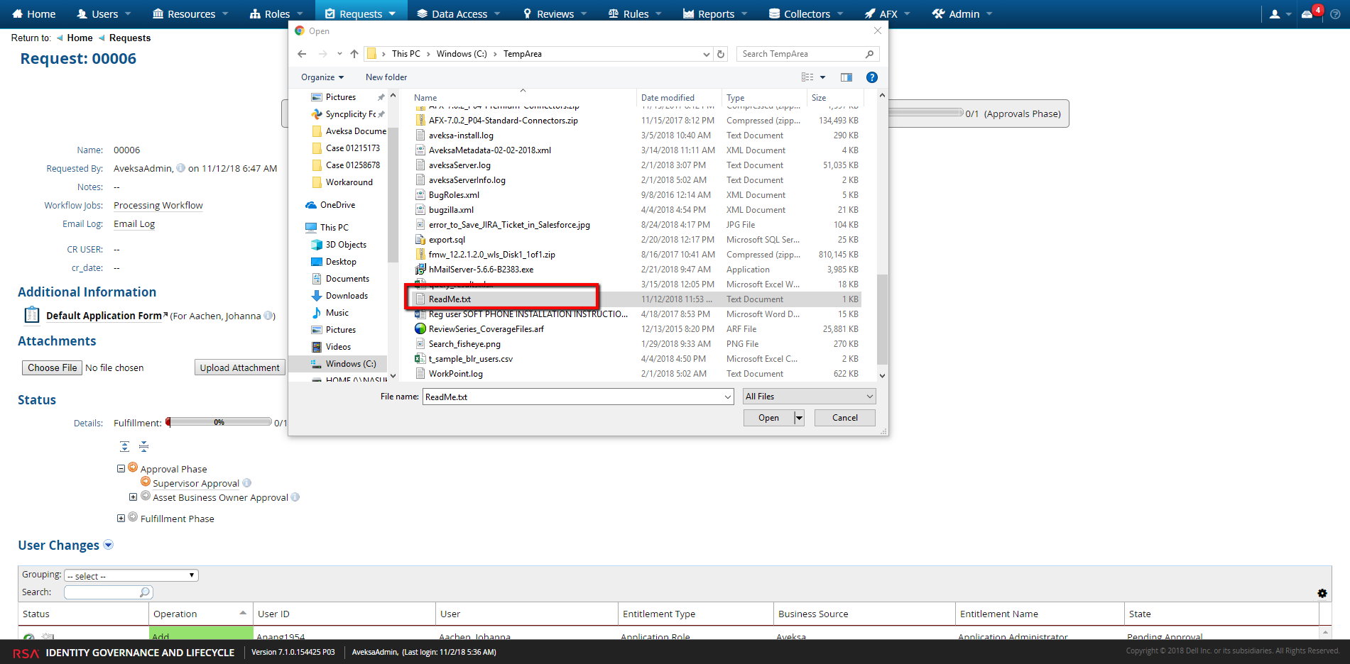 How to prevent an executable file from being attaching to a Change Request in RSA Identity ...