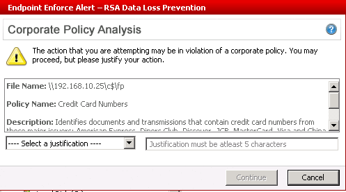 The file name is not appearing in the RSA DLP Endpoint blocking and ...