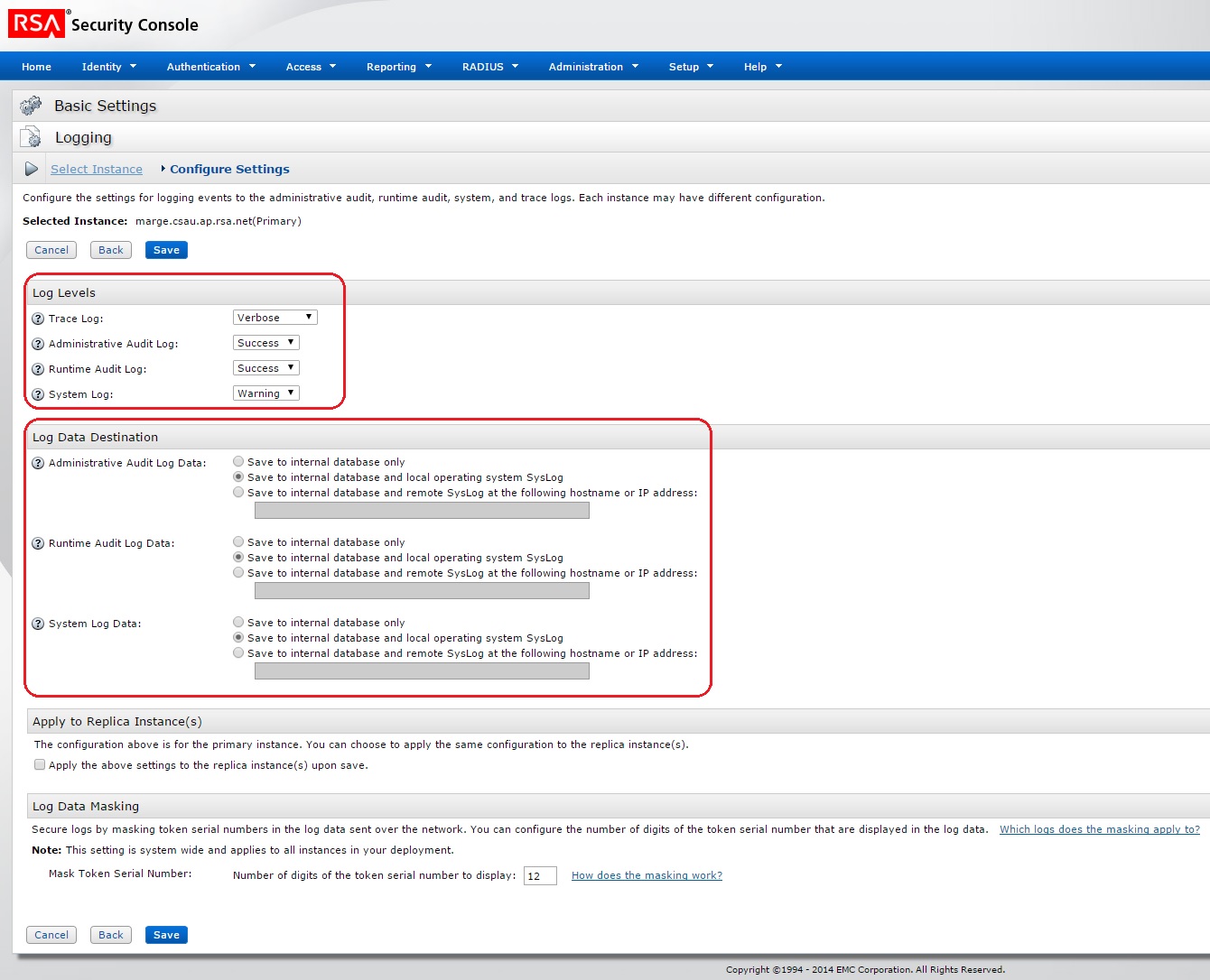 How To Configure Rsa Authentication Manager 81 82 83 To Send Data To Multiple Remote Syslog