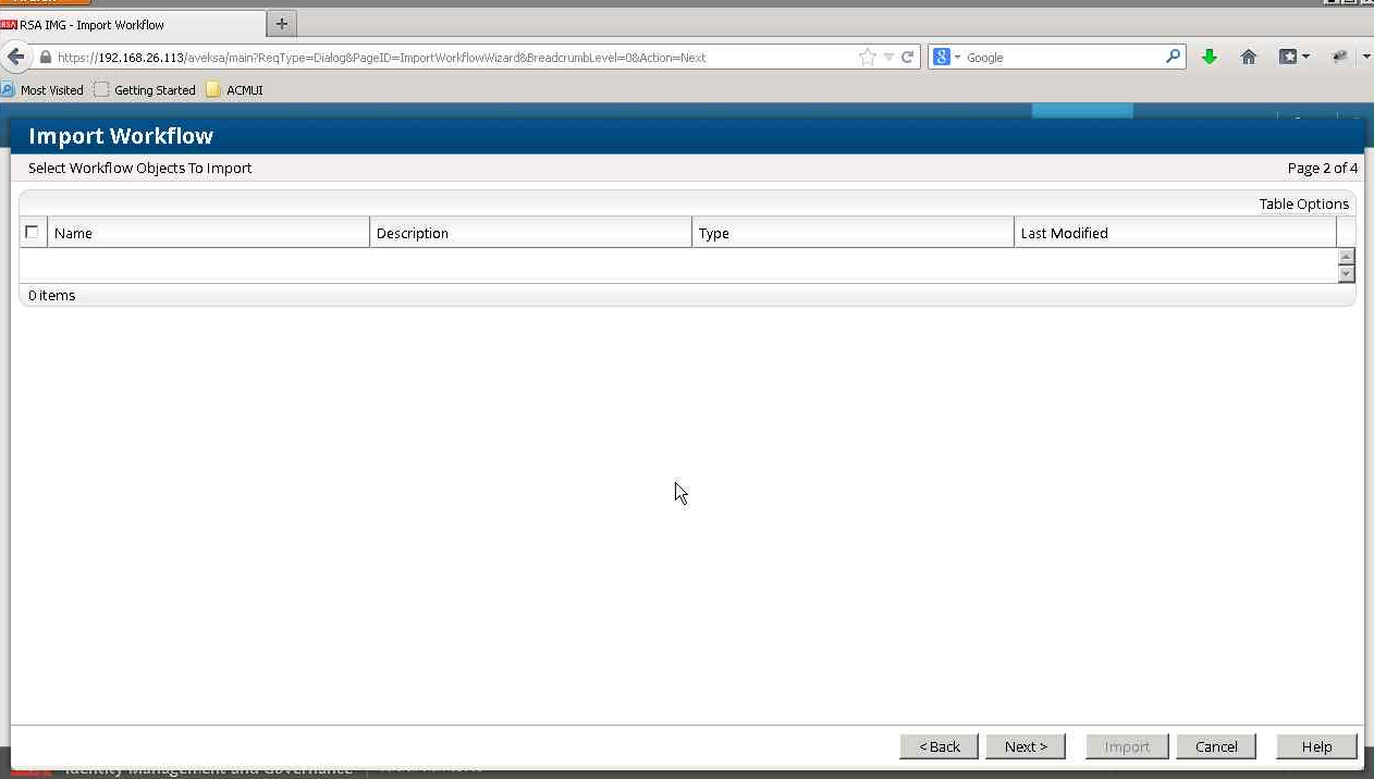 Import Workflow Selection Shows No Values In Rsa Identity Governance