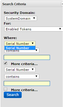 Serial number is the only field visible when searching for tokens using Where search in RSA ...