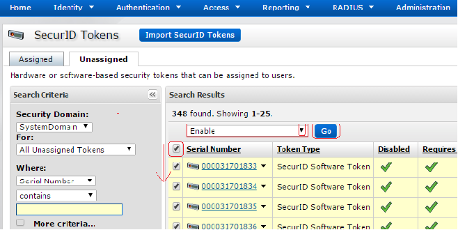 Enable Unassigned Rsa Securid Tokens In Bulk For Rsa Authentication